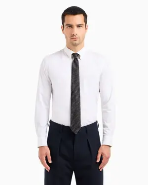 Giorgio Armani Silk Neck Tie With Geometric Jacquard - Black