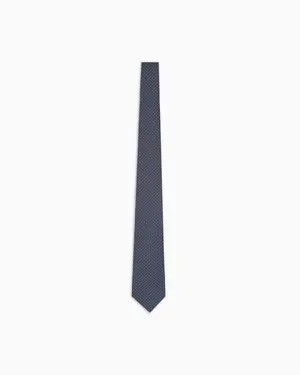 Giorgio Armani Silk Neck Tie With Geometric Jacquard - Blue