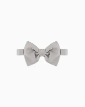 Giorgio Armani Pure Silk Knotted Bow Tie Silver