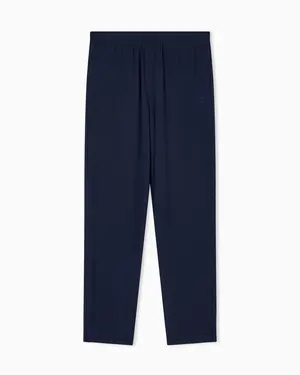 Giorgio Armani Loungewear Trousers In Stretch Modal - Blue