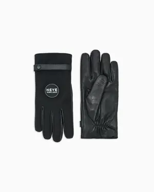 Giorgio Armani Neve Nappa-leather And Technical Nylon Gloves - Black