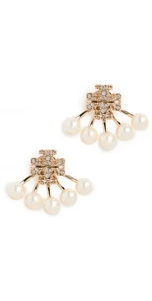 Tory Burch Moondance Pearl Front-back Earrings - Tory Gold/pearl/crystal