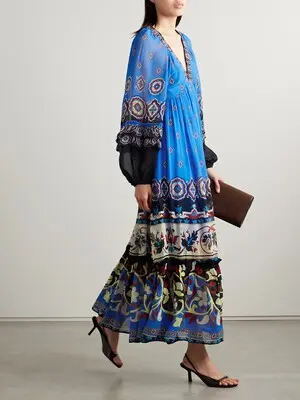 Farm Rio Ainika Printed Georgette Maxi Dress
