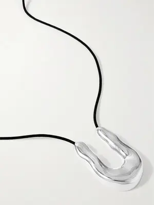 Agmes Large Wishbone Pendant Necklace - Silver
