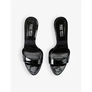 Paris Texas Lidia Patent Heeled Leather Mules - Black