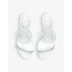 Rene Caovilla Chandelier 80 Jewel-embellished Leather Heeled Sandals - White