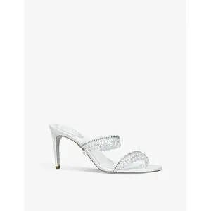 Rene Caovilla Chandelier 80 Jewel-embellished Leather Heeled Sandals - White