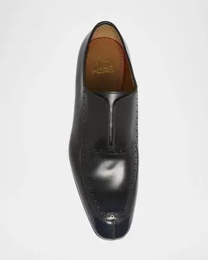 CHRISTIAN LOUBOUTIN Lafitte Spike Leather Oxfords - Navy/black