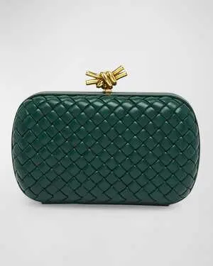 Bottega Veneta Bottega Veneta Intrecciato Leather Clutch Emerald Green-brass
