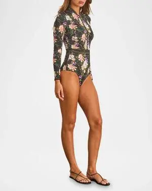 AQUA BLU AUSTRALIA Carmen Rashguard One-piece Swimsuit - Multi