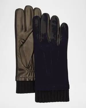 Portolano Suede And Napa Leather Gloves - Black