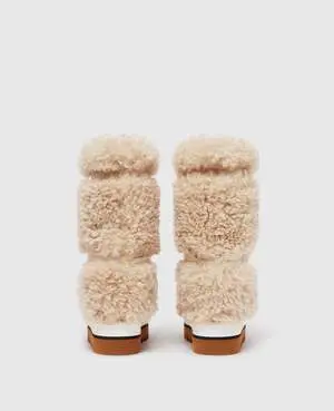 Stella McCartney Sneak-elyse Plush Teddy Snow Boots - Cream