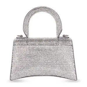 Balenciaga Hourglass Top Handle Bag With Rhinestones - Grey
