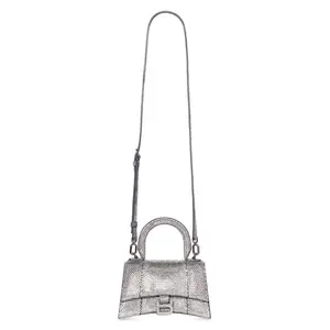 Balenciaga Hourglass Top Handle Bag With Rhinestones - Grey