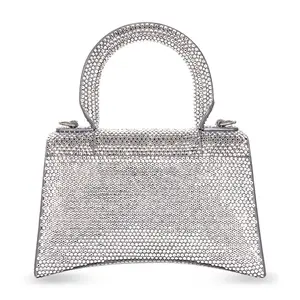 Balenciaga Hourglass Top Handle Bag With Rhinestones - Grey