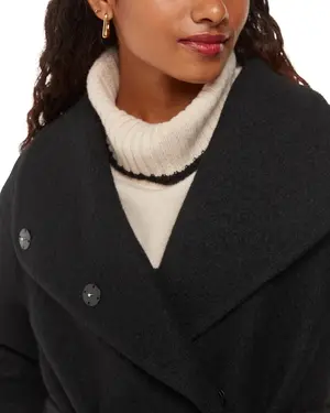 Whistles Petite Morgan Funnel Neck Wool Coat - Black