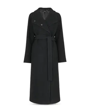 Whistles Petite Morgan Funnel Neck Wool Coat - Black