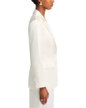 Aqua Satin Notched Lapel Blazer - Cream