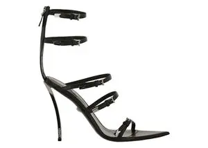 Versace Pinpoint Calf Leather Sandals - Black