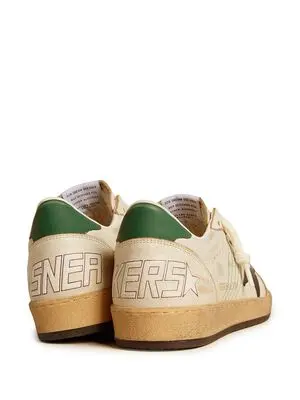 GOLDEN GOOSE Ball Star Sneakers With Black Leather Star And Green Heel Tab - White