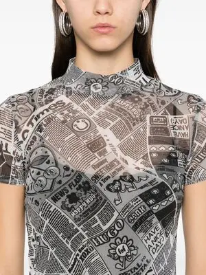 BOSS Newspaper-print Mesh Mini Dress