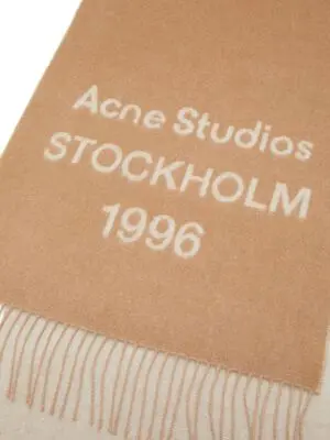 Acne Studios Logo-print Wool Scarf - Brown