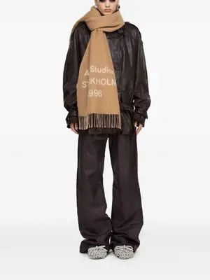 Acne Studios Logo-print Wool Scarf - Brown