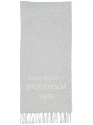 Acne Studios Logo-print Wool Scarf - Grey