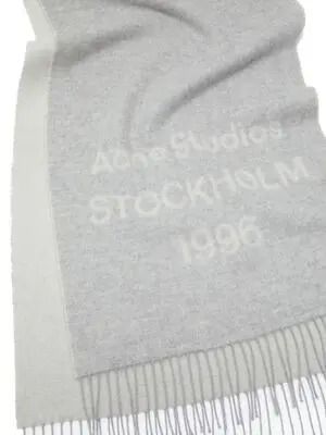 Acne Studios Logo-print Wool Scarf - Grey