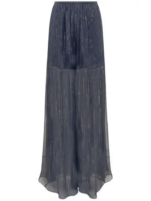 Rochas Metallic-threading Flared Trousers - Blue