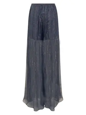 Rochas Metallic-threading Flared Trousers - Blue