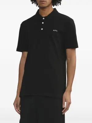 A.p.c. Logo-embroidered Polo Shirt - Black