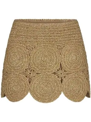 SIMONMILLER Crochet Knit Mini Skirt - Gold