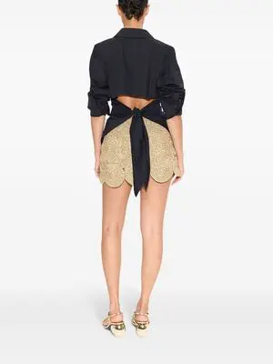 SIMONMILLER Crochet Knit Mini Skirt - Gold