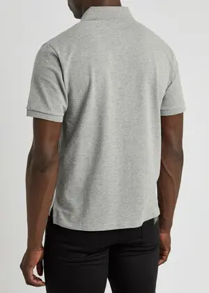 Saint Laurent Logo-embroidered Piqué Cotton Polo Shirt - Grey