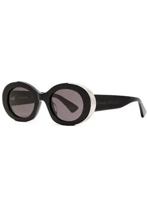 Alexander McQueen Oval Sunglasses - Black