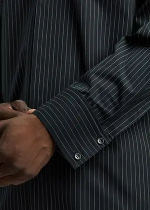Saint Laurent Stripe Cotton Shirt - Black