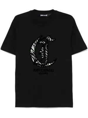 Just Cavalli Flocked-logo T-shirt