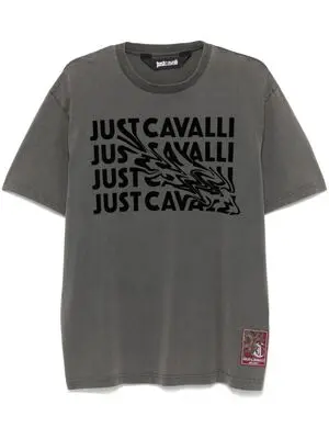Just Cavalli Flocked-logo T-shirt