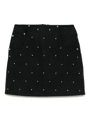 SJYP Rhinestone Denim Mini Skirt