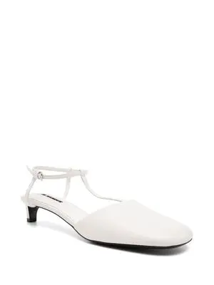 JIL SANDER Leather T-bar Pumps - White