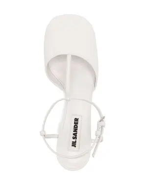 JIL SANDER Leather T-bar Pumps - White
