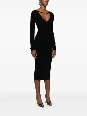 Just Cavalli V-neck Knit Midi Dress