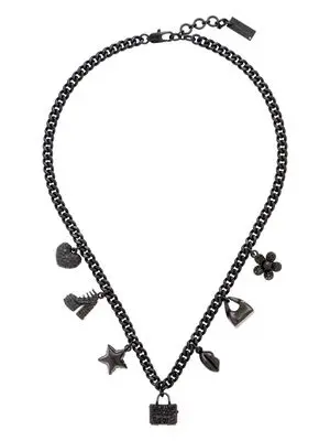 Marc Jacobs Mini Icon Pave-charm Necklace - Black