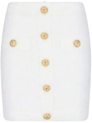 Balmain Bouclé Mini Skirt - White