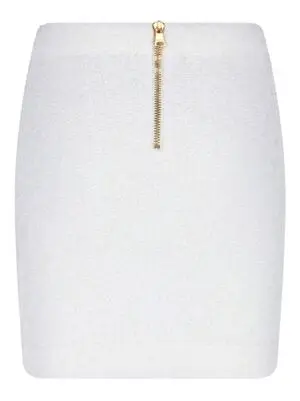Balmain Bouclé Mini Skirt - White