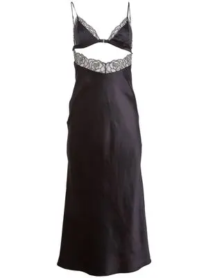 FLEUR DU MAL Rose Beaded Slip Dress - Black