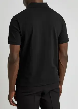 Saint Laurent Logo-embroidered Piqué Cotton Polo Shirt - Black