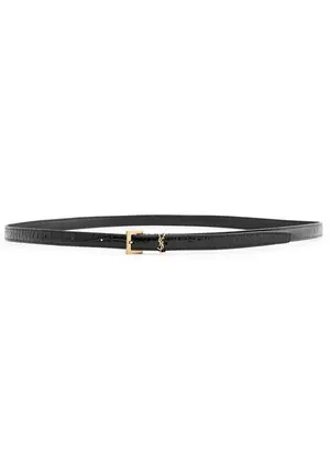 Saint Laurent Cassandre Extra Thin Belt - Black