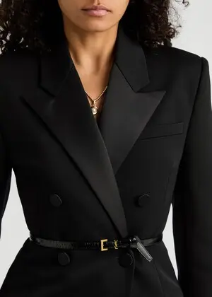 Saint Laurent Cassandre Extra Thin Belt - Black